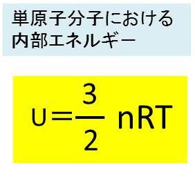 等温変化での内部エネルギーと熱量の式