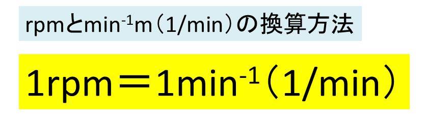 min-1（1/min）とrpmの変換（換算）の計算問題を解いてみよう